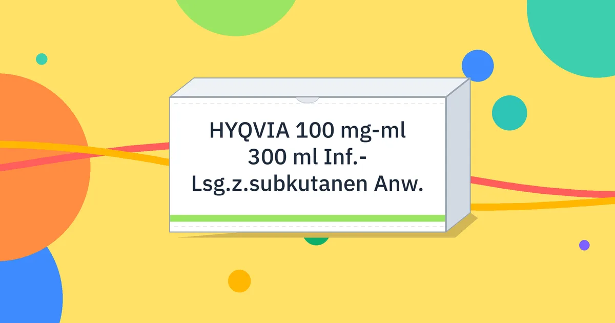 Symbolbild: Packung mit der Aufschrift HYQVIA 100 mg-ml 300 ml Inf.-Lsg.z.subkutanen Anw. (PZN 10003293) – Verfügbarkeit und Bezug in Apotheken in Frankfurt am Main