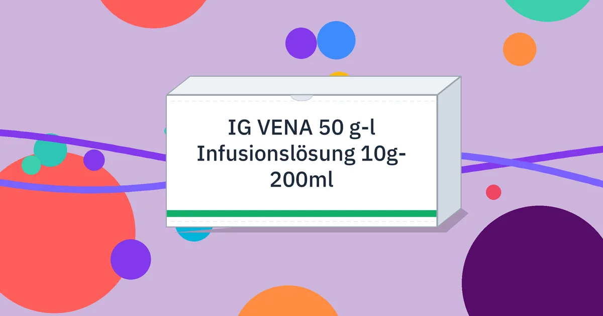 Symbolbild: Packung mit der Aufschrift IG VENA 50 g-l Infusionslösung 10g-200ml (PZN 20330053) – Verfügbarkeit und Bezug in Apotheken in Frankfurt am Main