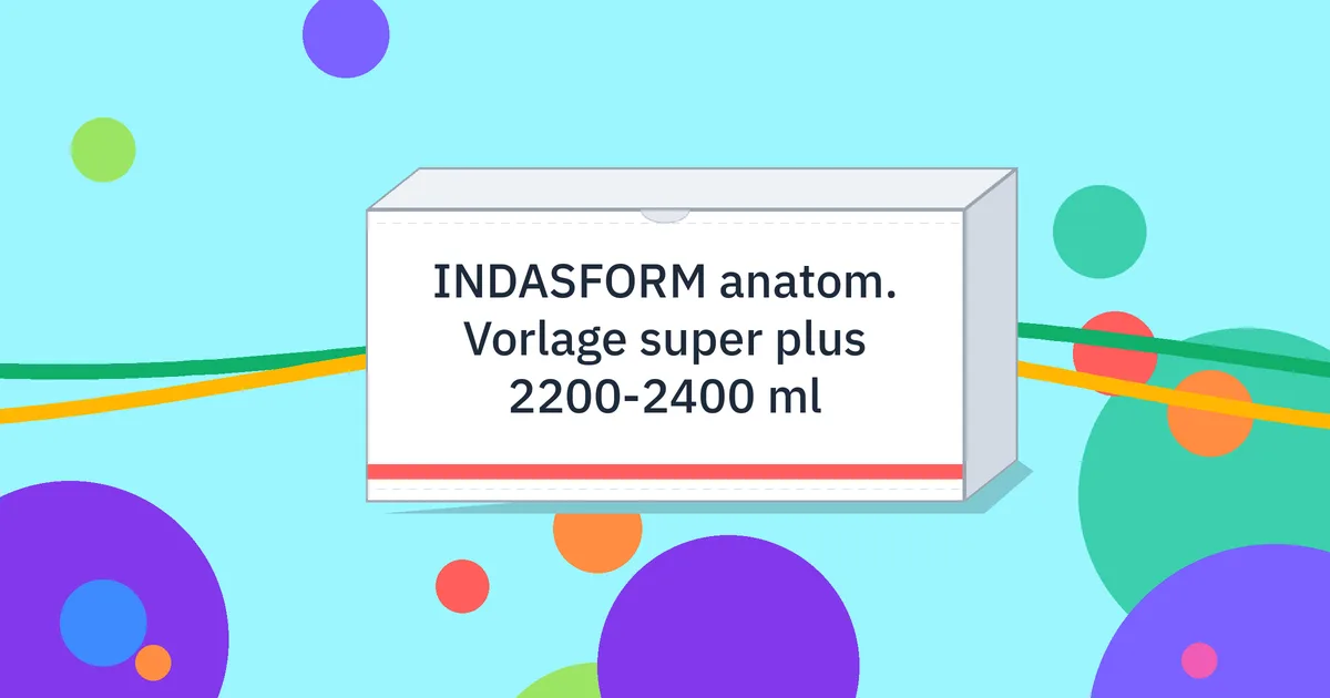 Symbolbild: Packung mit der Aufschrift INDASFORM anatom. Vorlage super plus 2200-2400 ml (PZN 09922936) – Verfügbarkeit und Bezug in Apotheken in Frankfurt am Main