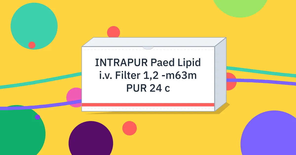 Symbolbild: Packung mit der Aufschrift INTRAPUR Paed Lipid i.v. Filter 1,2 -m63m PUR 24 c (PZN 18373799) – Verfügbarkeit und Bezug in Apotheken in Frankfurt am Main