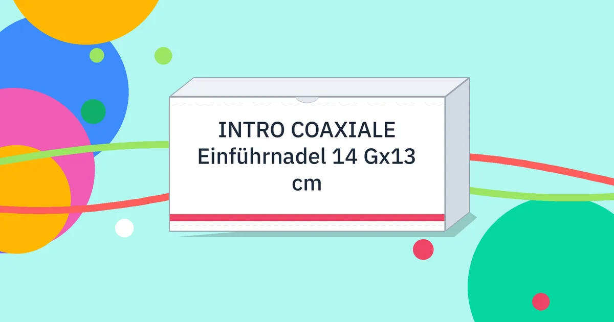 Symbolbild: Packung mit der Aufschrift INTRO COAXIALE Einführnadel 14 Gx13 cm (PZN 16918705) – Verfügbarkeit und Bezug in Apotheken in Frankfurt am Main
