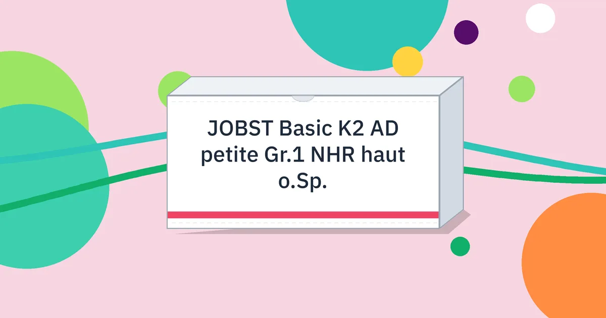 Symbolbild: Packung mit der Aufschrift JOBST Basic K2 AD petite Gr.1 NHR haut o.Sp. (PZN 15312573) – Verfügbarkeit und Bezug in Apotheken in Frankfurt am Main