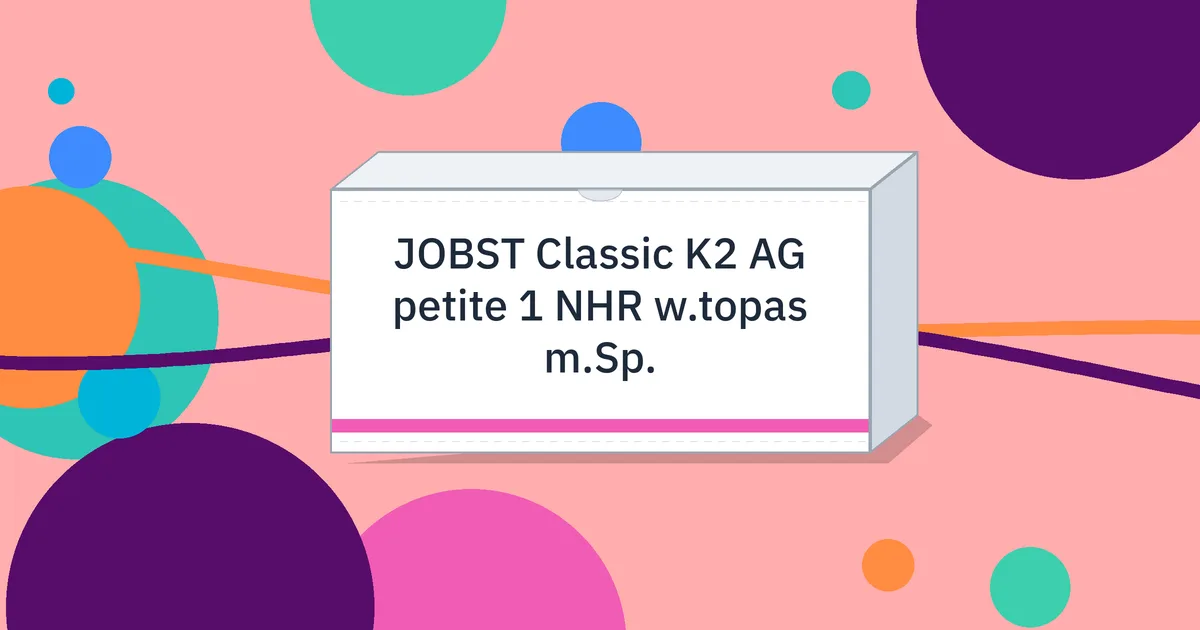Symbolbild: Packung mit der Aufschrift JOBST Classic K2 AG petite 1 NHR w.topas m.Sp. (PZN 13063077) – Verfügbarkeit und Bezug in Apotheken in Frankfurt am Main