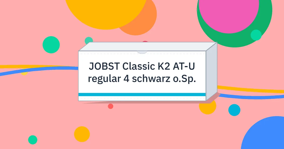 Symbolbild: Packung mit der Aufschrift JOBST Classic K2 AT-U regular 4 schwarz o.Sp. (PZN 13069660) – Verfügbarkeit und Bezug in Apotheken in Frankfurt am Main