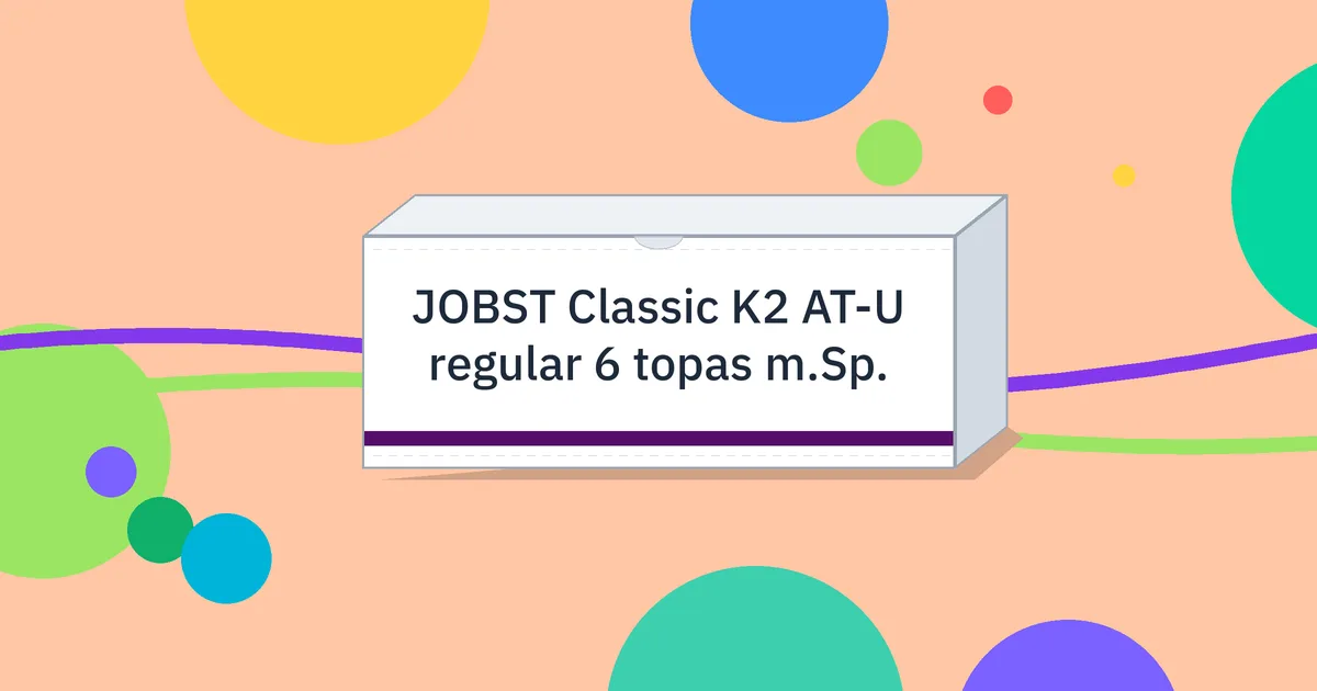 Symbolbild: Packung mit der Aufschrift JOBST Classic K2 AT-U regular 6 topas m.Sp. (PZN 13069482) – Verfügbarkeit und Bezug in Apotheken in Frankfurt am Main
