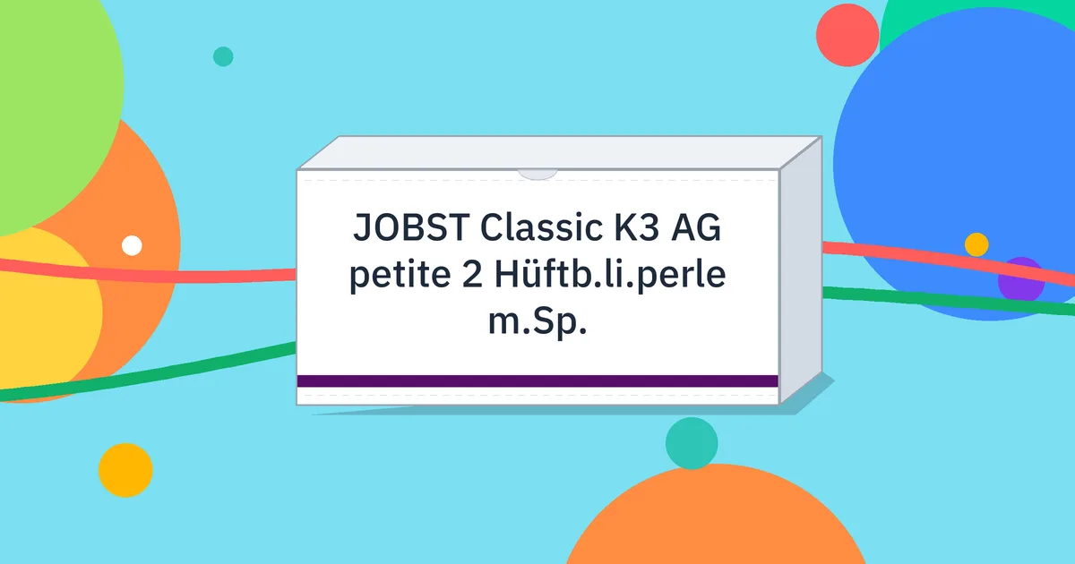 Symbolbild: Packung mit der Aufschrift JOBST Classic K3 AG petite 2 Hüftb.li.perle m.Sp. (PZN 13074129) – Verfügbarkeit und Bezug in Apotheken in Frankfurt am Main