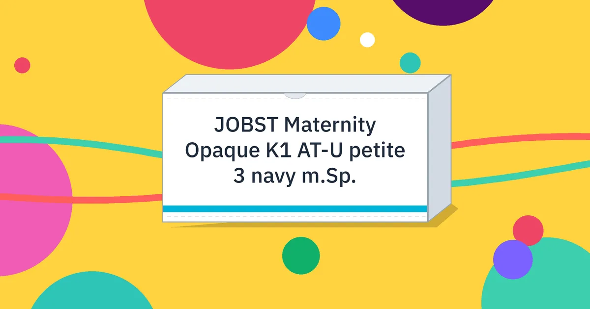 Symbolbild: Packung mit der Aufschrift JOBST Maternity Opaque K1 AT-U petite 3 navy m.Sp. (PZN 15860122) – Verfügbarkeit und Bezug in Apotheken in Frankfurt am Main