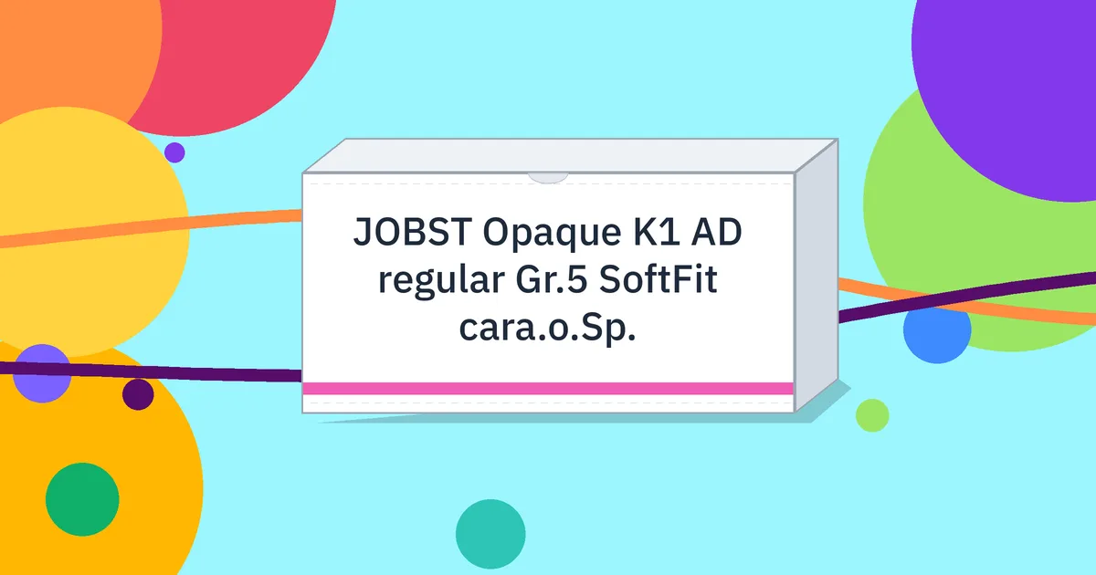 Symbolbild: Packung mit der Aufschrift JOBST Opaque K1 AD regular Gr.5 SoftFit cara.o.Sp. (PZN 13082933) – Verfügbarkeit und Bezug in Apotheken in Frankfurt am Main