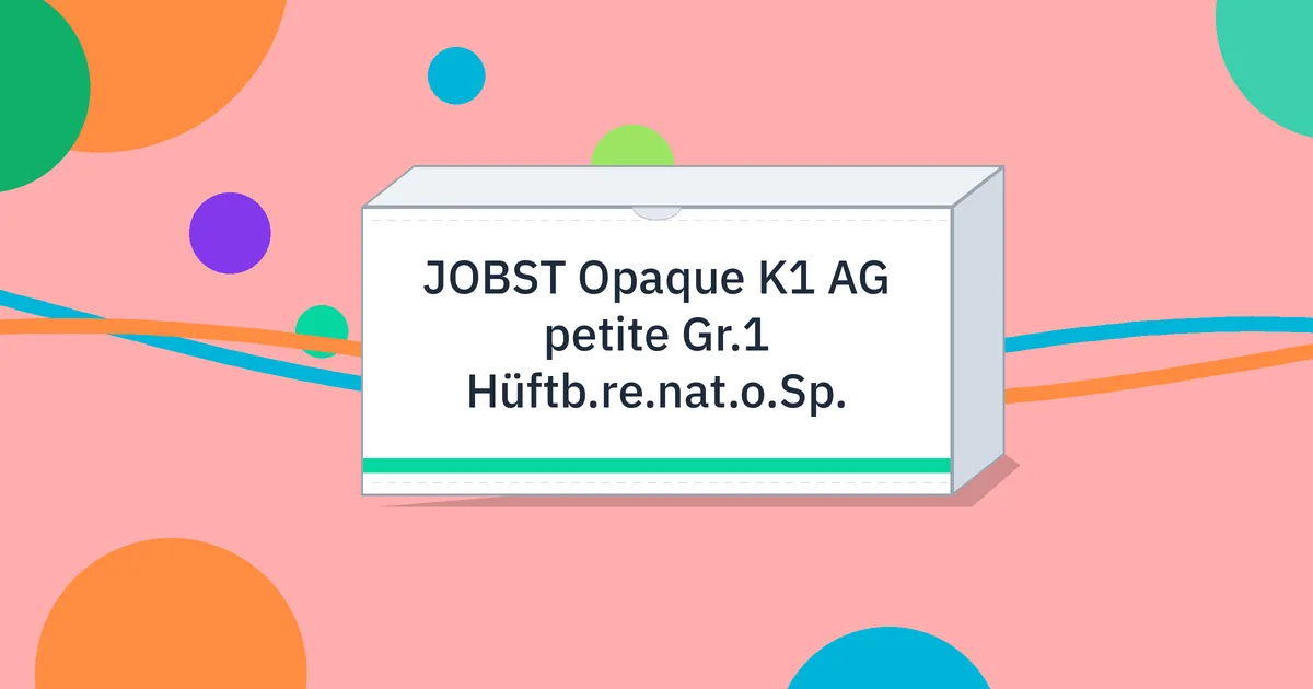 Symbolbild: Packung mit der Aufschrift JOBST Opaque K1 AG petite Gr.1 Hüftb.re.nat.o.Sp. (PZN 13099508) – Verfügbarkeit und Bezug in Apotheken in Frankfurt am Main