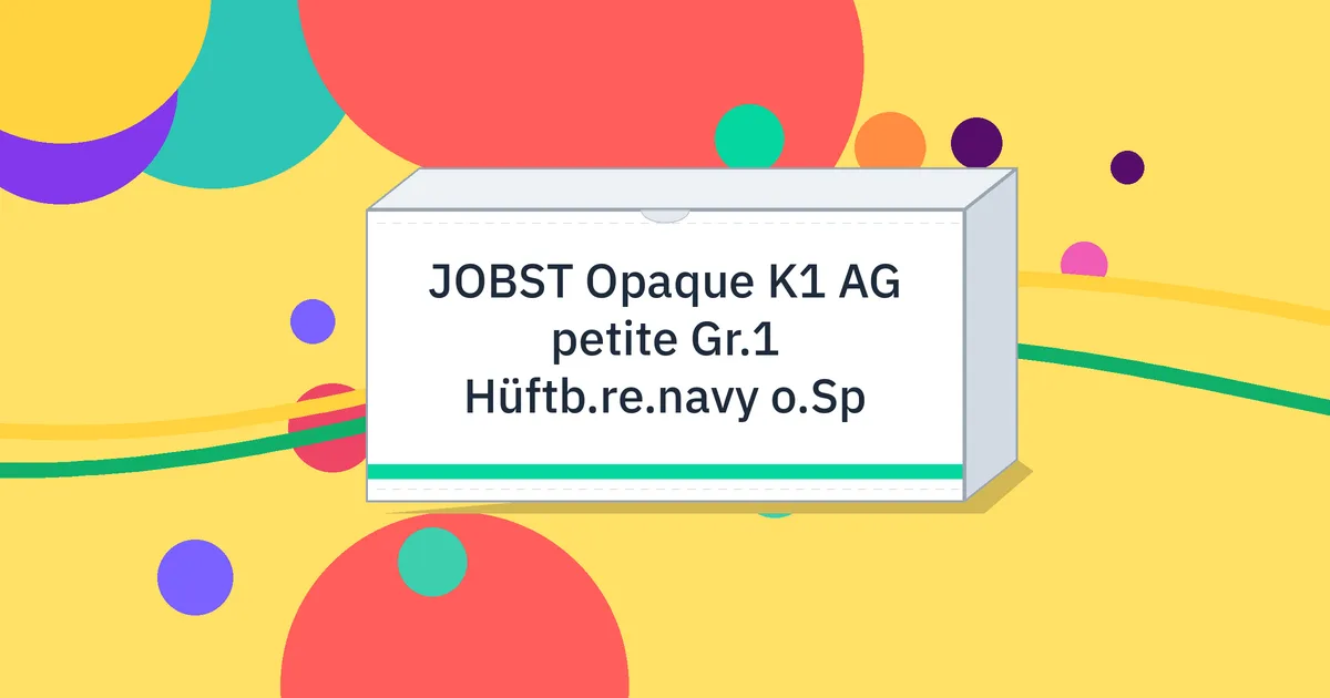 Symbolbild: Packung mit der Aufschrift JOBST Opaque K1 AG petite Gr.1 Hüftb.re.navy o.Sp (PZN 13099425) – Verfügbarkeit und Bezug in Apotheken in Frankfurt am Main