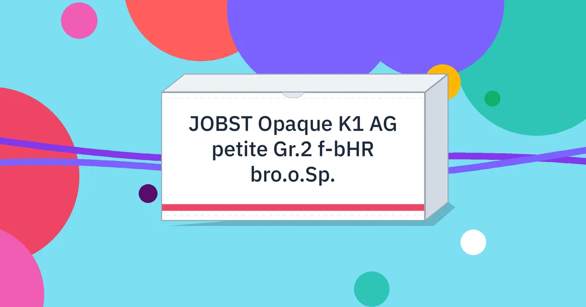 Symbolbild: Packung mit der Aufschrift JOBST Opaque K1 AG petite Gr.2 f-bHR bro.o.Sp. (PZN 13087327) – Verfügbarkeit und Bezug in Apotheken in Frankfurt am Main