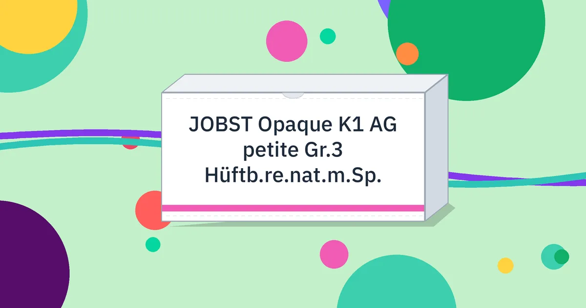 Symbolbild: Packung mit der Aufschrift JOBST Opaque K1 AG petite Gr.3 Hüftb.re.nat.m.Sp. (PZN 13099158) – Verfügbarkeit und Bezug in Apotheken in Frankfurt am Main