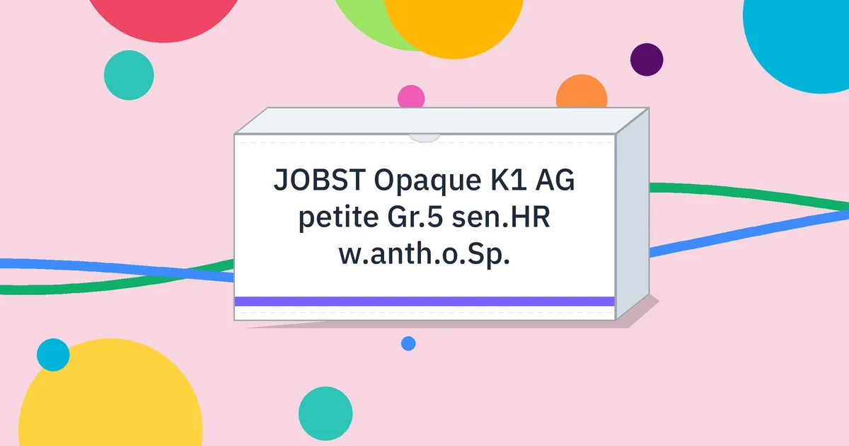 Symbolbild: Packung mit der Aufschrift JOBST Opaque K1 AG petite Gr.5 sen.HR w.anth.o.Sp. (PZN 16268503) – Verfügbarkeit und Bezug in Apotheken in Frankfurt am Main