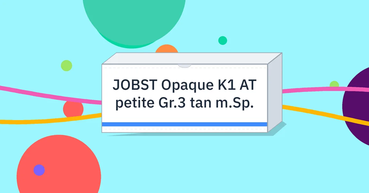 Symbolbild: Packung mit der Aufschrift JOBST Opaque K1 AT petite Gr.3 tan m.Sp. (PZN 16276572) – Verfügbarkeit und Bezug in Apotheken in Frankfurt am Main