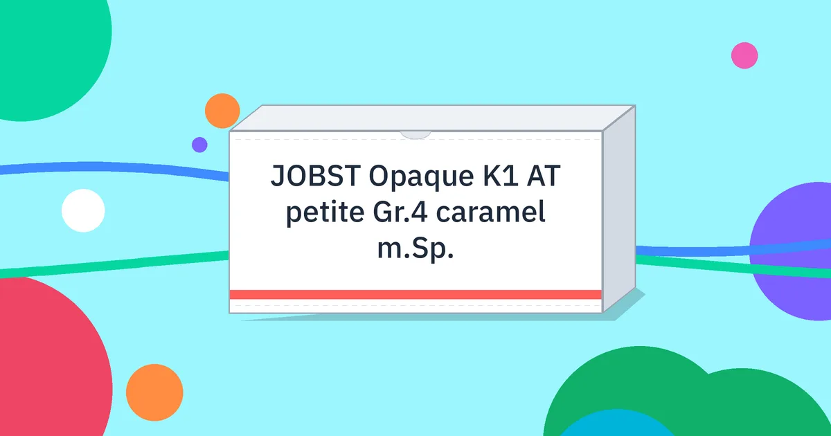 Symbolbild: Packung mit der Aufschrift JOBST Opaque K1 AT petite Gr.4 caramel m.Sp. (PZN 13103492) – Verfügbarkeit und Bezug in Apotheken in Frankfurt am Main