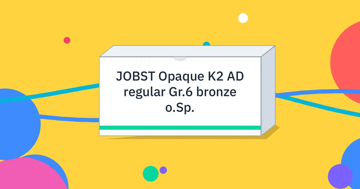 Symbolbild: Packung mit der Aufschrift JOBST Opaque K2 AD regular Gr.6 bronze o.Sp. (PZN 13111149) – Verfügbarkeit und Bezug in Apotheken in Frankfurt am Main