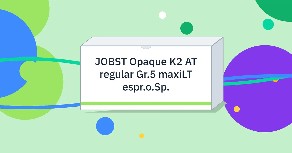 Symbolbild: Packung mit der Aufschrift JOBST Opaque K2 AT regular Gr.5 maxiLT espr.o.Sp. (PZN 16290106) – Verfügbarkeit und Bezug in Apotheken in Frankfurt am Main