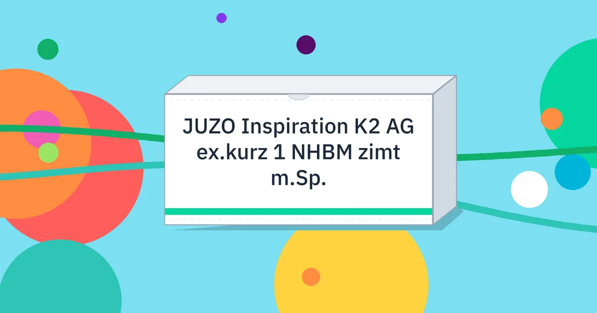 Symbolbild: Packung mit der Aufschrift JUZO Inspiration K2 AG ex.kurz 1 NHBM zimt m.Sp. (PZN 14961855) – Verfügbarkeit und Bezug in Apotheken in Frankfurt am Main