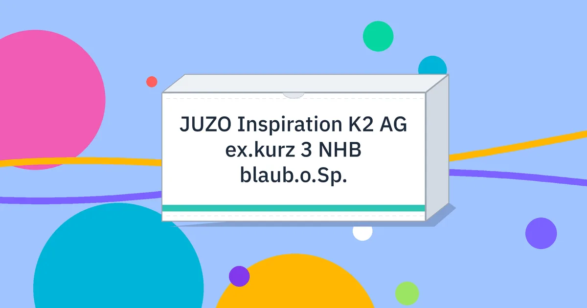 Symbolbild: Packung mit der Aufschrift JUZO Inspiration K2 AG ex.kurz 3 NHB blaub.o.Sp. (PZN 14951354) – Verfügbarkeit und Bezug in Apotheken in Frankfurt am Main