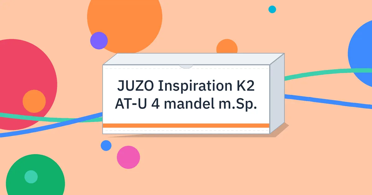 Symbolbild: Packung mit der Aufschrift JUZO Inspiration K2 AT-U 4 mandel m.Sp. (PZN 14928088) – Verfügbarkeit und Bezug in Apotheken in Frankfurt am Main