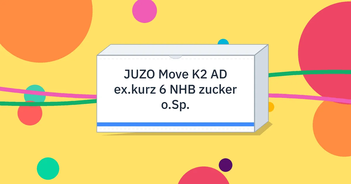 Symbolbild: Packung mit der Aufschrift JUZO Move K2 AD ex.kurz 6 NHB zucker o.Sp. (PZN 18510658) – Verfügbarkeit und Bezug in Apotheken in Frankfurt am Main