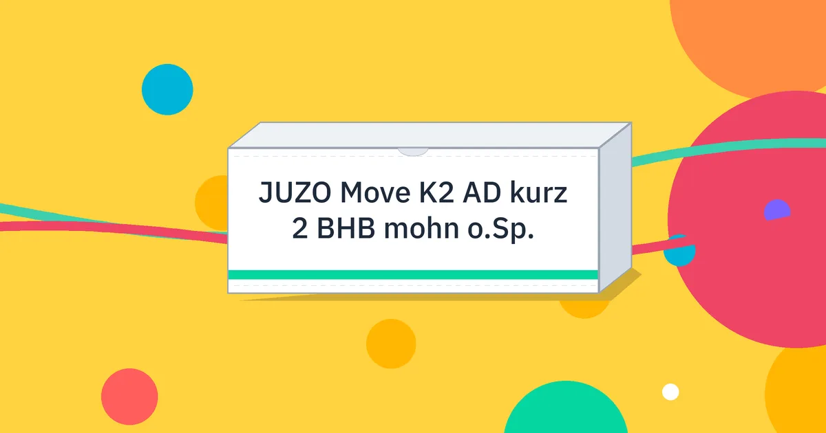 Symbolbild: Packung mit der Aufschrift JUZO Move K2 AD kurz 2 BHB mohn o.Sp. (PZN 18541357) – Verfügbarkeit und Bezug in Apotheken in Frankfurt am Main
