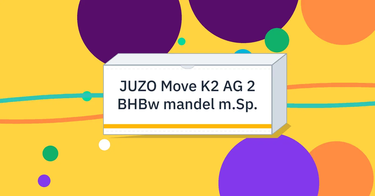 Symbolbild: Packung mit der Aufschrift JUZO Move K2 AG 2 BHBw mandel m.Sp. (PZN 16645880) – Verfügbarkeit und Bezug in Apotheken in Frankfurt am Main