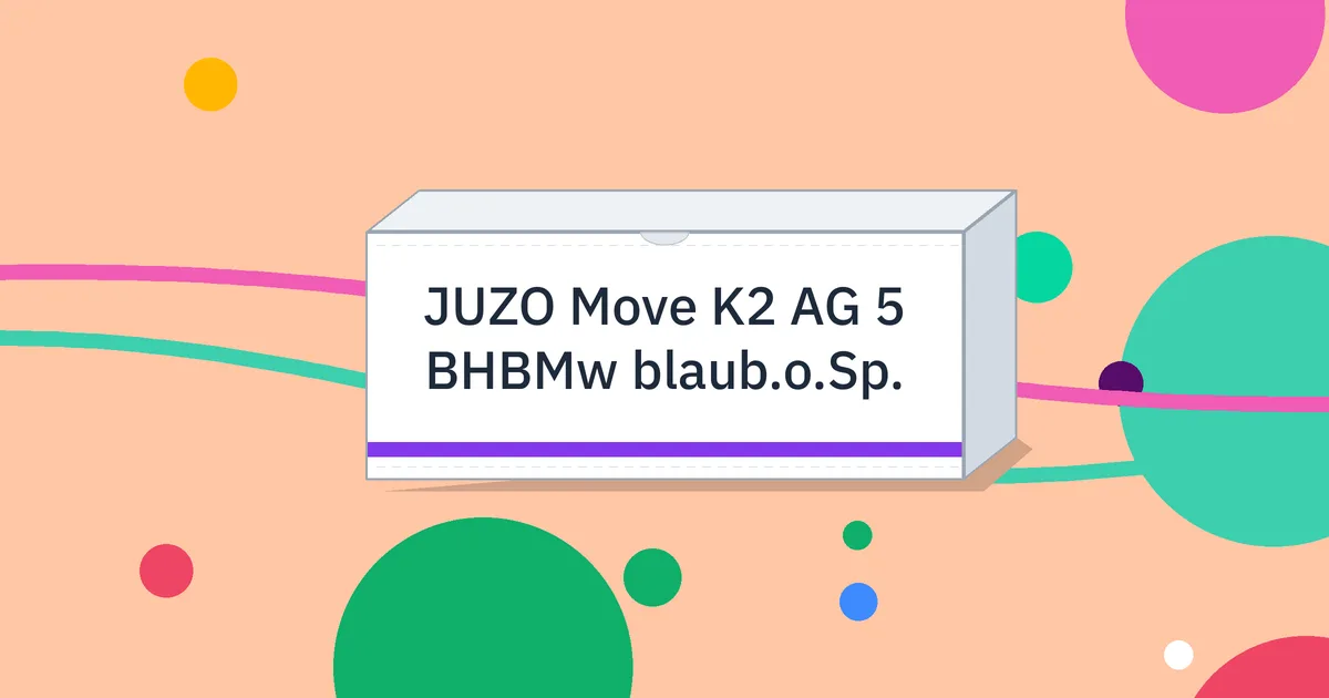Symbolbild: Packung mit der Aufschrift JUZO Move K2 AG 5 BHBMw blaub.o.Sp. (PZN 18558429) – Verfügbarkeit und Bezug in Apotheken in Frankfurt am Main