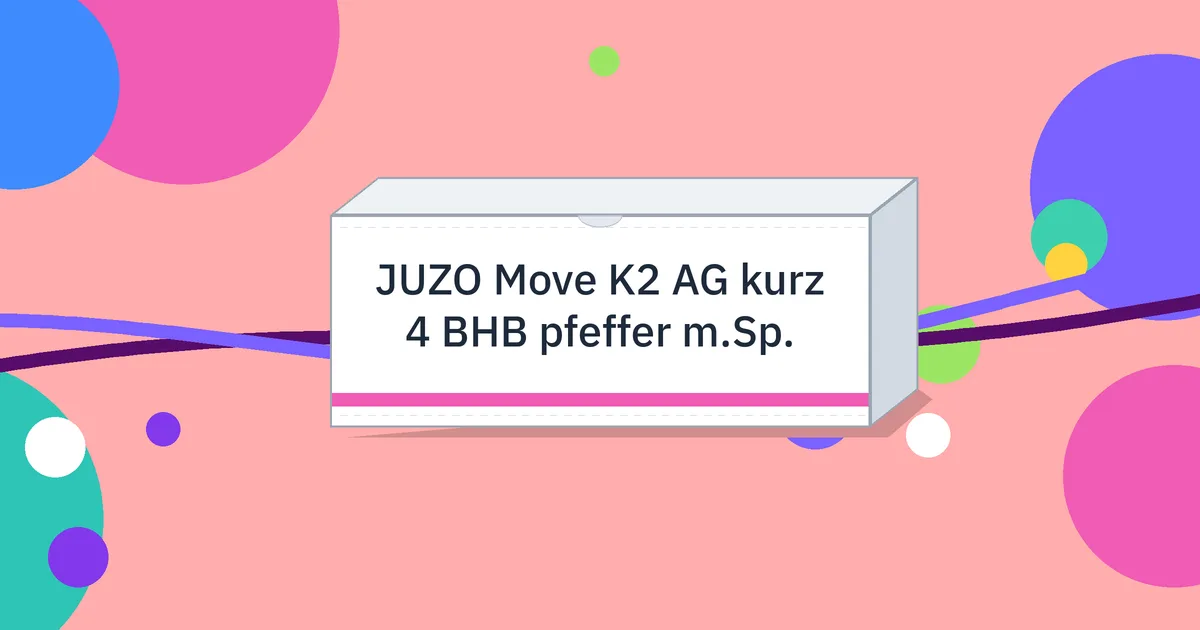 Symbolbild: Packung mit der Aufschrift JUZO Move K2 AG kurz 4 BHB pfeffer m.Sp. (PZN 16637550) – Verfügbarkeit und Bezug in Apotheken in Frankfurt am Main