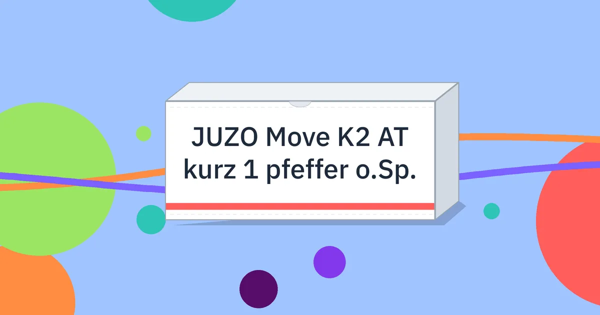 Symbolbild: Packung mit der Aufschrift JUZO Move K2 AT kurz 1 pfeffer o.Sp. (PZN 20675208) – Verfügbarkeit und Bezug in Apotheken in Frankfurt am Main