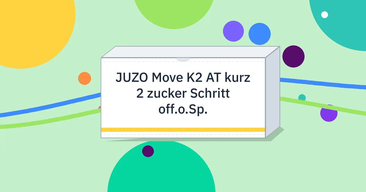 Symbolbild: Packung mit der Aufschrift JUZO Move K2 AT kurz 2 zucker Schritt off.o.Sp. (PZN 20675680) – Verfügbarkeit und Bezug in Apotheken in Frankfurt am Main