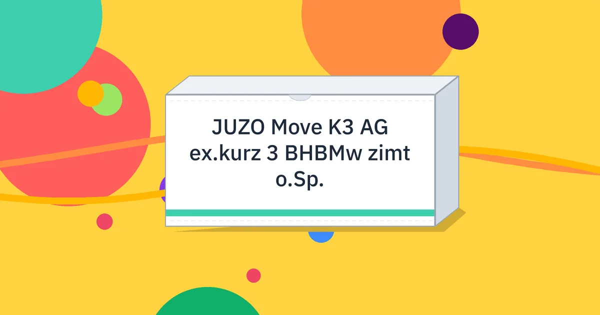 Symbolbild: Packung mit der Aufschrift JUZO Move K3 AG ex.kurz 3 BHBMw zimt o.Sp. (PZN 18586182) – Verfügbarkeit und Bezug in Apotheken in Frankfurt am Main