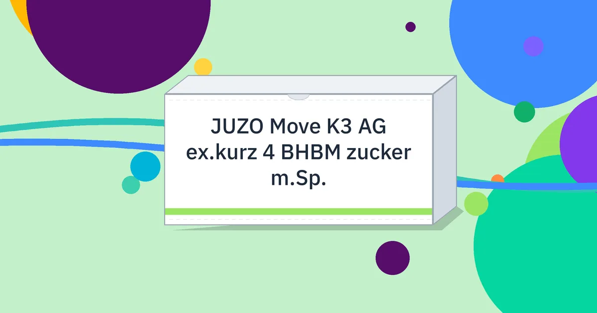 Symbolbild: Packung mit der Aufschrift JUZO Move K3 AG ex.kurz 4 BHBM zucker m.Sp. (PZN 18583901) – Verfügbarkeit und Bezug in Apotheken in Frankfurt am Main