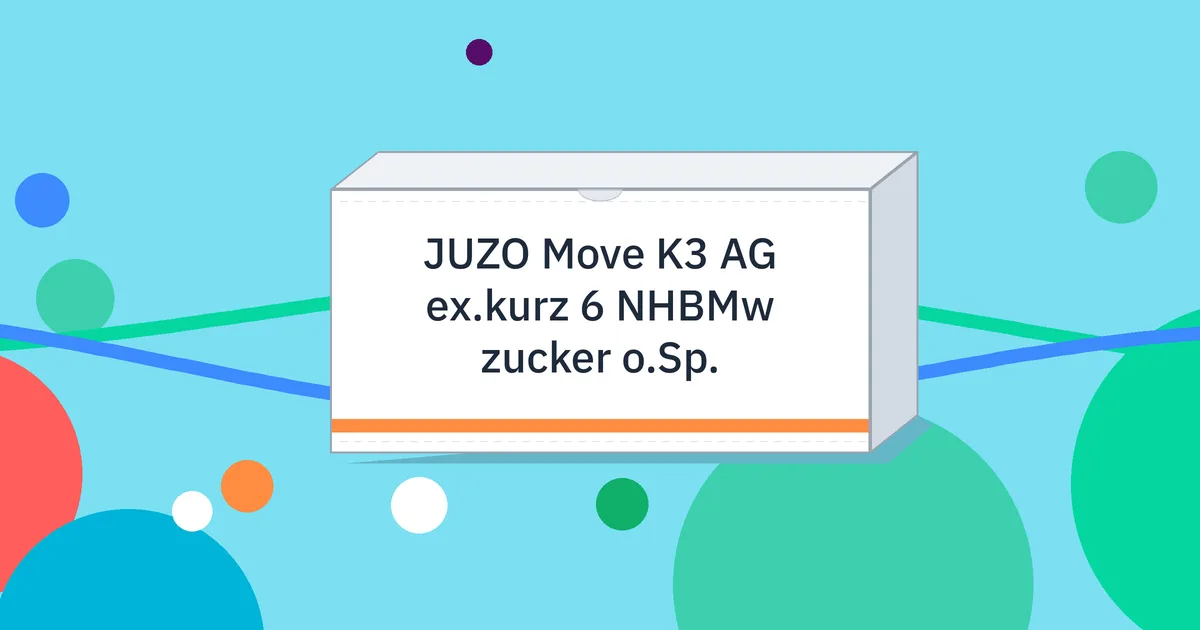 Symbolbild: Packung mit der Aufschrift JUZO Move K3 AG ex.kurz 6 NHBMw zucker o.Sp. (PZN 18584823) – Verfügbarkeit und Bezug in Apotheken in Frankfurt am Main