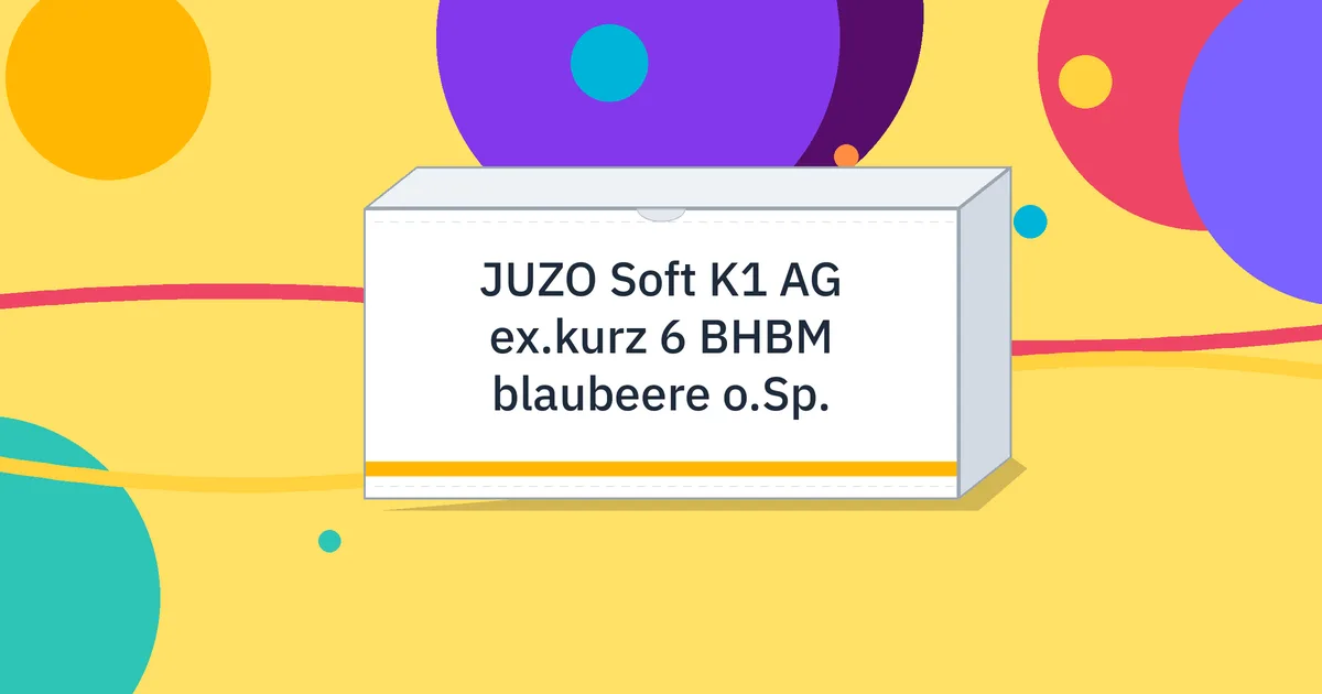 Symbolbild: Packung mit der Aufschrift JUZO Soft K1 AG ex.kurz 6 BHBM blaubeere o.Sp. (PZN 14858442) – Verfügbarkeit und Bezug in Apotheken in Frankfurt am Main