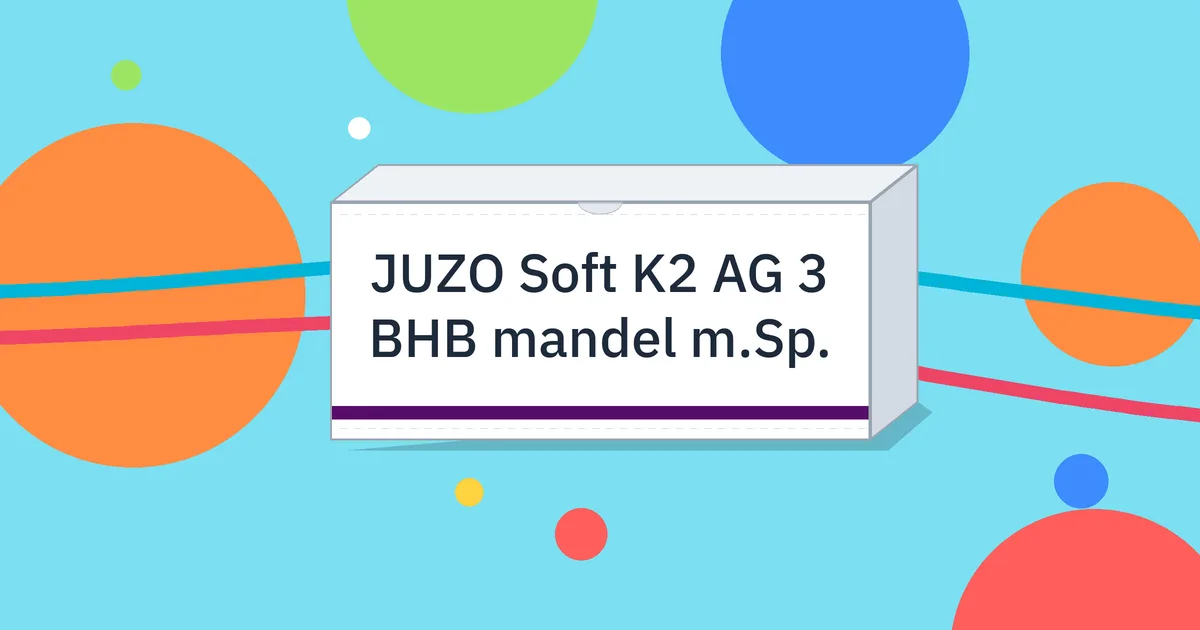 Symbolbild: Packung mit der Aufschrift JUZO Soft K2 AG 3 BHB mandel m.Sp. (PZN 14825000) – Verfügbarkeit und Bezug in Apotheken in Frankfurt am Main