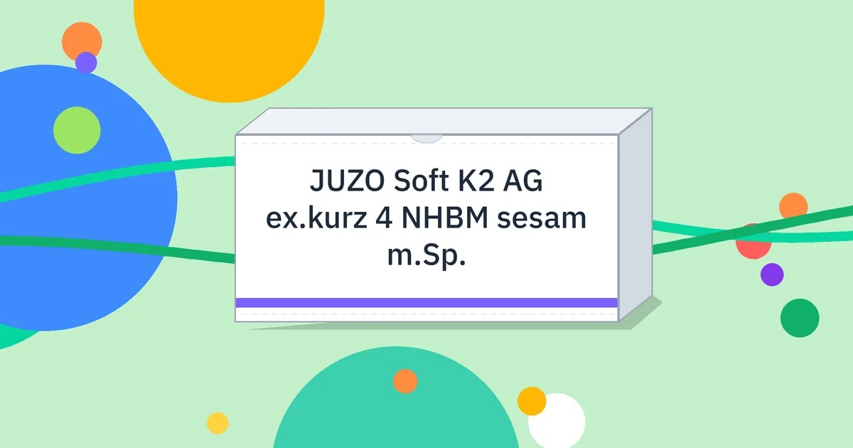 Symbolbild: Packung mit der Aufschrift JUZO Soft K2 AG ex.kurz 4 NHBM sesam m.Sp. (PZN 15022467) – Verfügbarkeit und Bezug in Apotheken in Frankfurt am Main