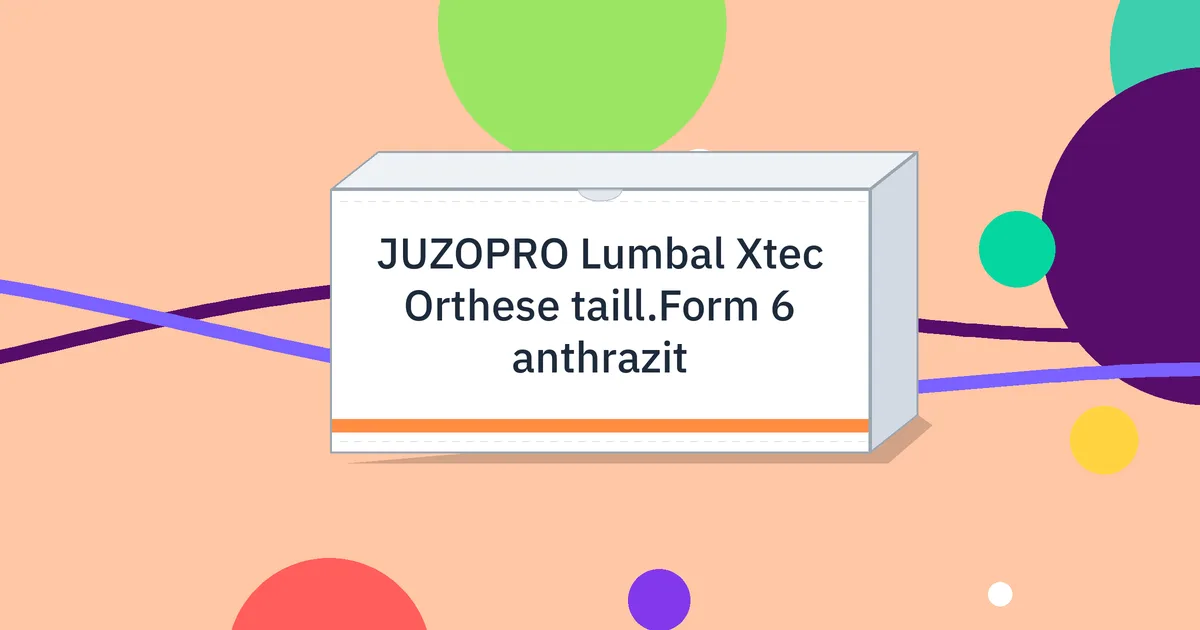 Symbolbild: Packung mit der Aufschrift JUZOPRO Lumbal Xtec Orthese taill.Form 6 anthrazit (PZN 16498315) – Verfügbarkeit und Bezug in Apotheken in Frankfurt am Main