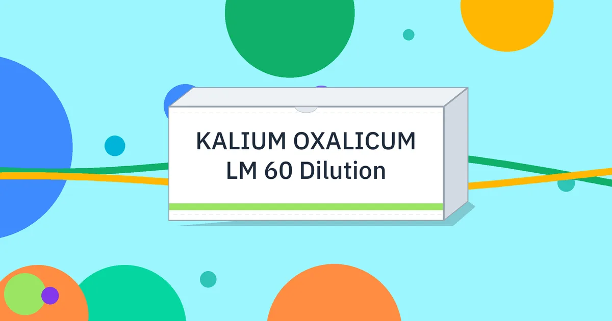 Symbolbild: Packung mit der Aufschrift KALIUM OXALICUM LM 60 Dilution (PZN 12923891) – Verfügbarkeit und Bezug in Apotheken in Frankfurt am Main
