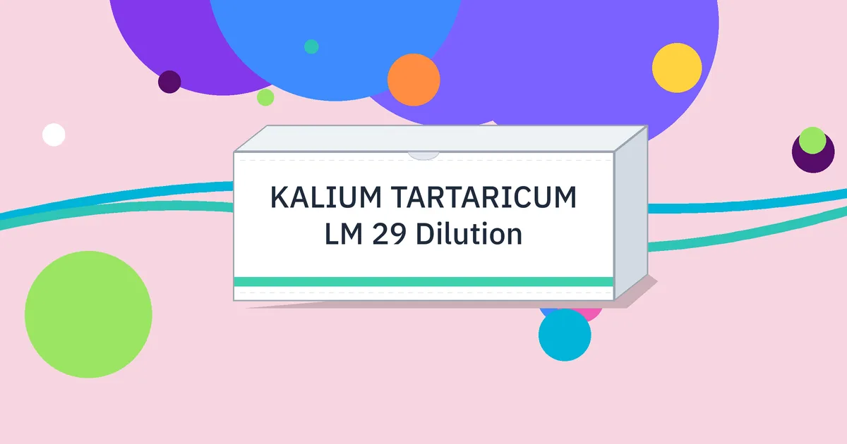Symbolbild: Packung mit der Aufschrift KALIUM TARTARICUM LM 29 Dilution (PZN 12926949) – Verfügbarkeit und Bezug in Apotheken in Frankfurt am Main