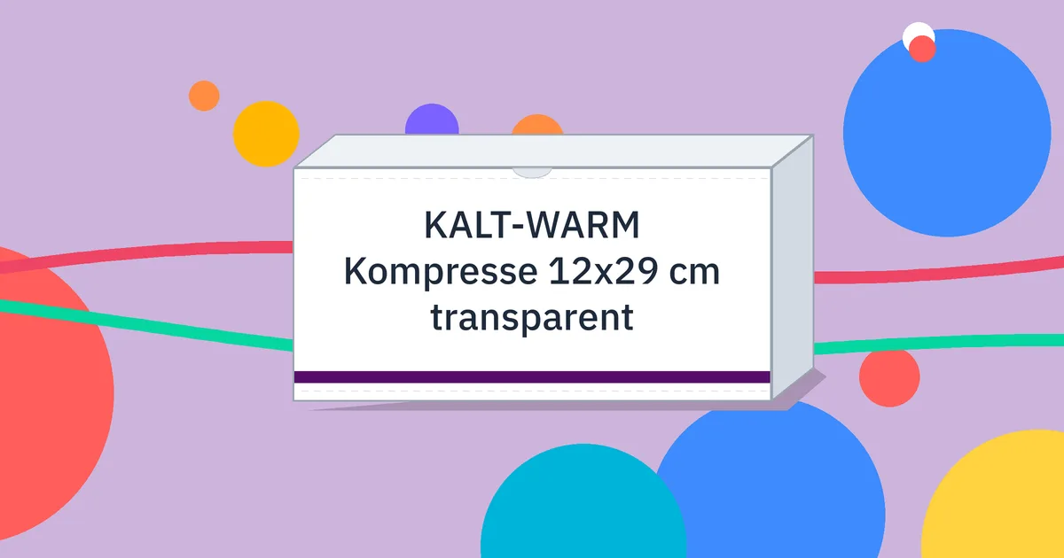Symbolbild: Packung mit der Aufschrift KALT-WARM Kompresse 12x29 cm transparent (PZN 03840350) – Verfügbarkeit und Bezug in Apotheken in Frankfurt am Main