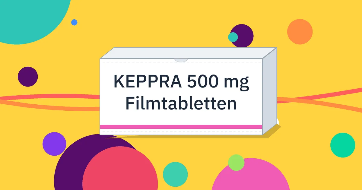 Symbolbild: Packung mit der Aufschrift KEPPRA 500 mg Filmtabletten (PZN 01218037) – Verfügbarkeit und Bezug in Apotheken in Frankfurt am Main