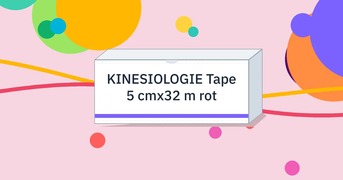 Symbolbild: Packung mit der Aufschrift KINESIOLOGIE Tape 5 cmx32 m rot (PZN 10252487) – Verfügbarkeit und Bezug in Apotheken in Frankfurt am Main