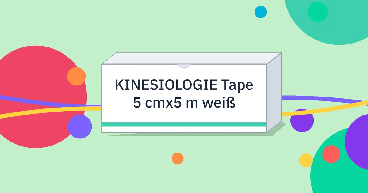 Symbolbild: Packung mit der Aufschrift KINESIOLOGIE Tape 5 cmx5 m weiß (PZN 07773768) – Verfügbarkeit und Bezug in Apotheken in Frankfurt am Main