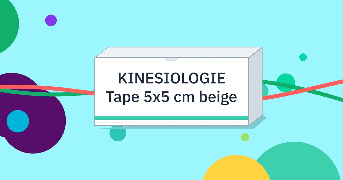 Symbolbild: Packung mit der Aufschrift KINESIOLOGIE Tape 5x5 cm beige (PZN 08761566) – Verfügbarkeit und Bezug in Apotheken in Frankfurt am Main