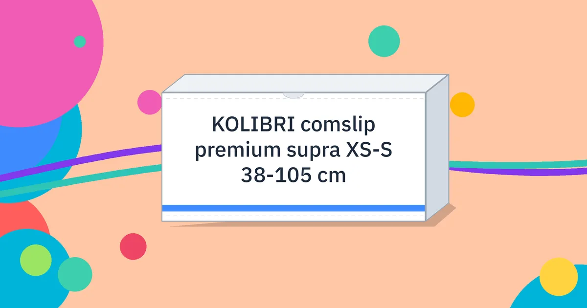 Symbolbild: Packung mit der Aufschrift KOLIBRI comslip premium supra XS-S 38-105 cm (PZN 11036320) – Verfügbarkeit und Bezug in Apotheken in Frankfurt am Main