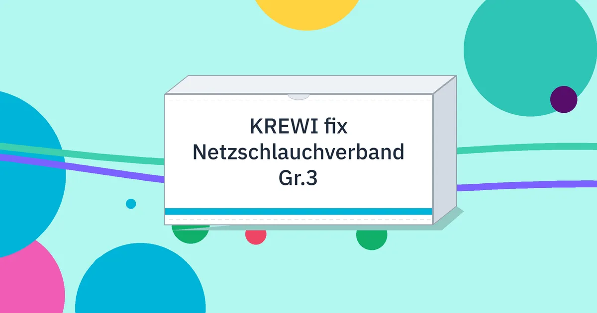 Symbolbild: Packung mit der Aufschrift KREWI fix Netzschlauchverband Gr.3 (PZN 03761395) – Verfügbarkeit und Bezug in Apotheken in Frankfurt am Main