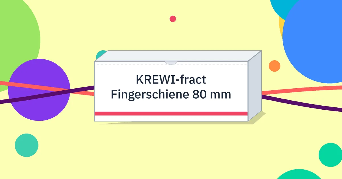 Symbolbild: Packung mit der Aufschrift KREWI-fract Fingerschiene 80 mm (PZN 17300344) – Verfügbarkeit und Bezug in Apotheken in Frankfurt am Main