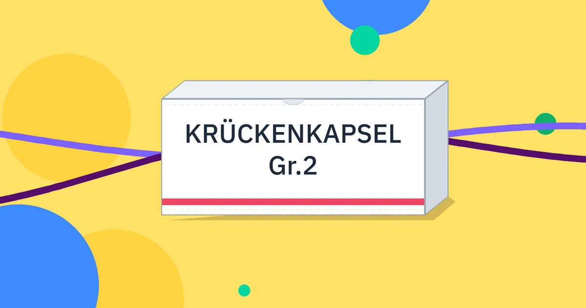 Symbolbild: Packung mit der Aufschrift KRÜCKENKAPSEL Gr.2 (PZN 00069204) – Verfügbarkeit und Bezug in Apotheken in Frankfurt am Main