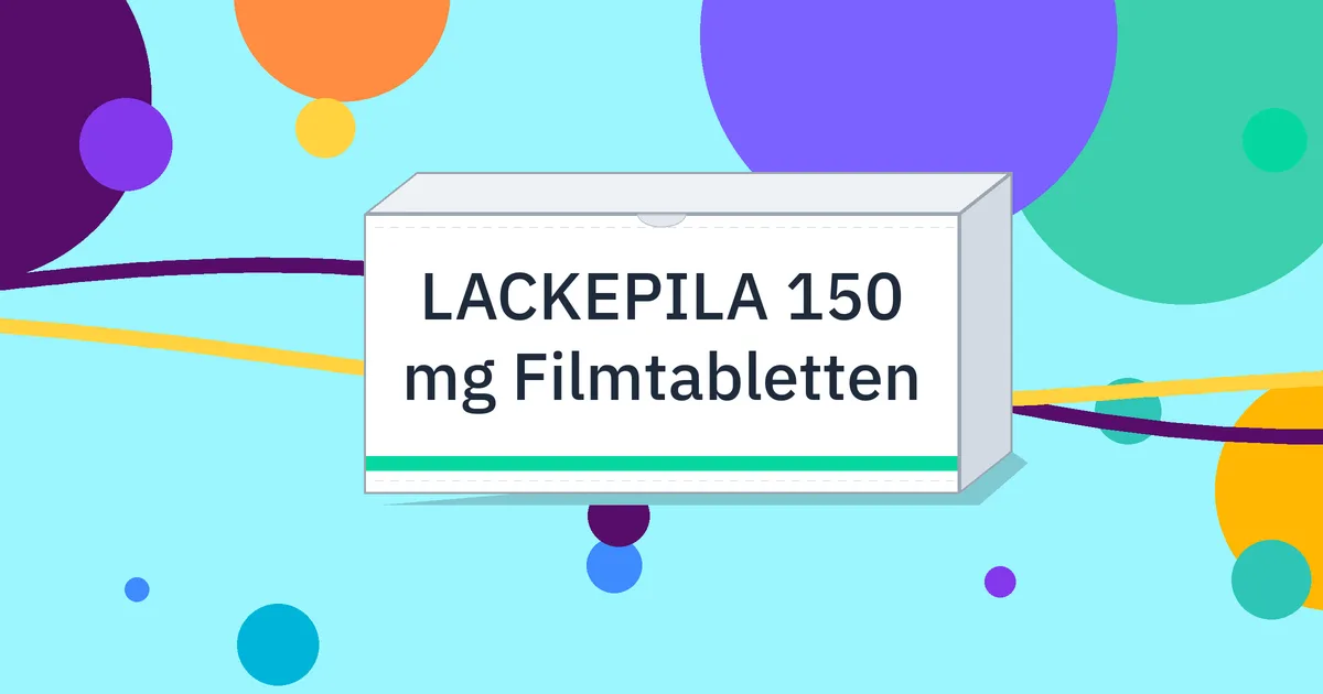 Symbolbild: Packung mit der Aufschrift LACKEPILA 150 mg Filmtabletten (PZN 19495435) – Verfügbarkeit und Bezug in Apotheken in Frankfurt am Main